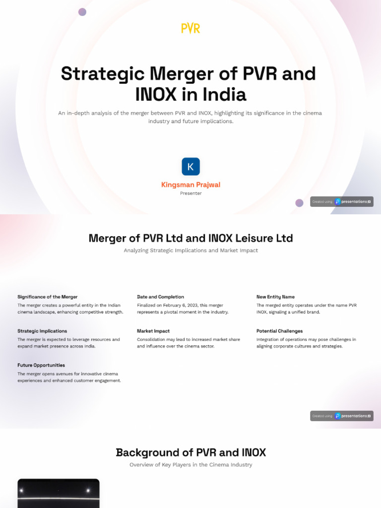 Merger of PVR and INOX Company in India | PDF
