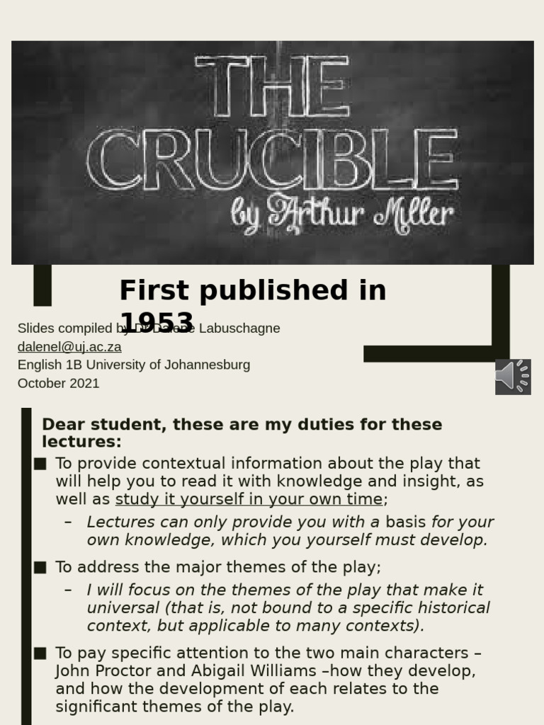 The Crucible - First Set of Lecture Slides Narrated | PDF | Mc ...