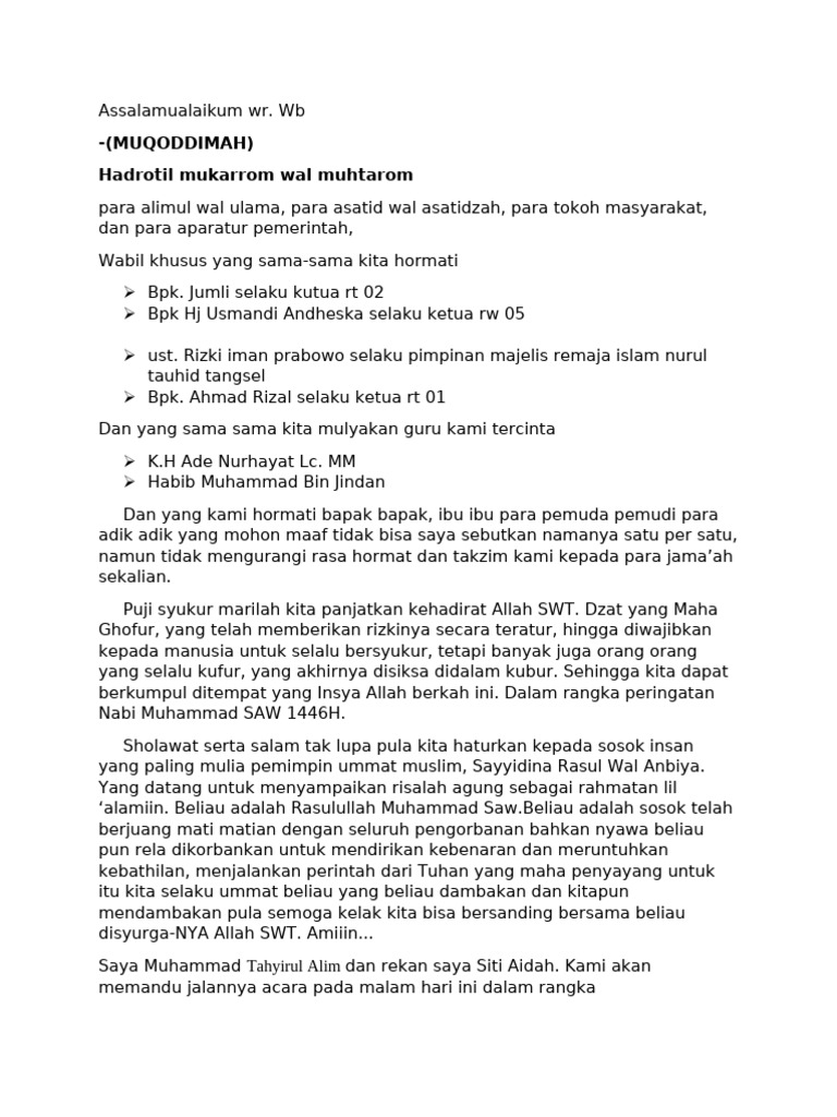 Teks MC Maulid | PDF