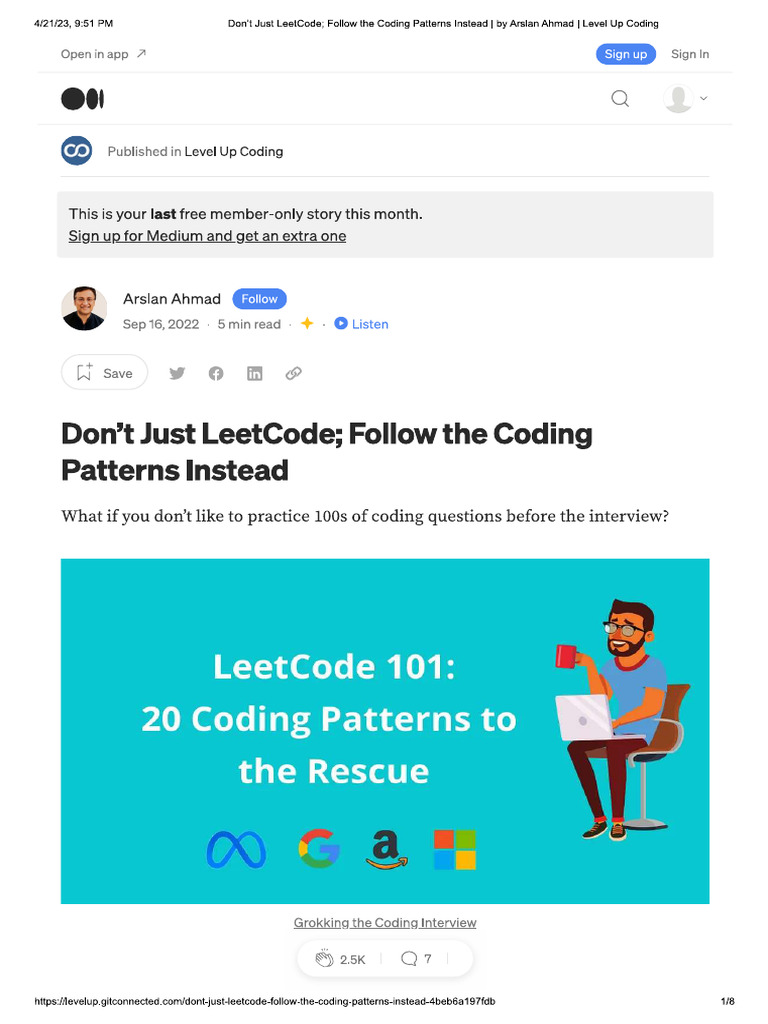 Dont Just Leetcode Follow The Coding Patterns Instead Pdf