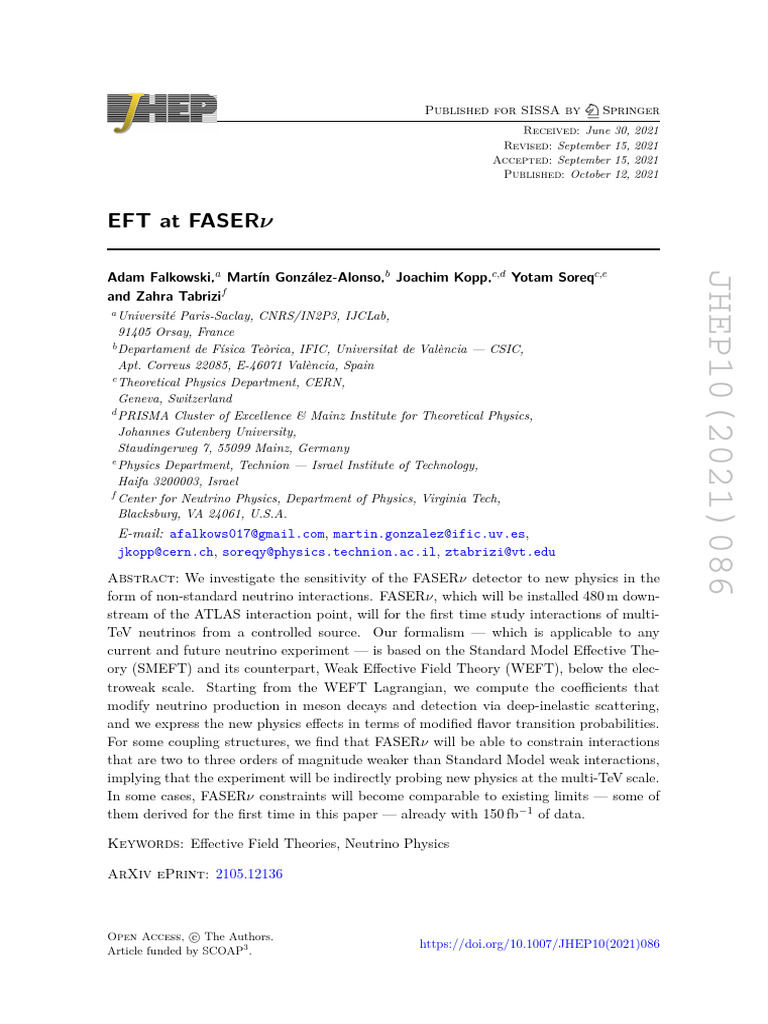 EFT at FASER | PDF | Neutrino | Standard Model
