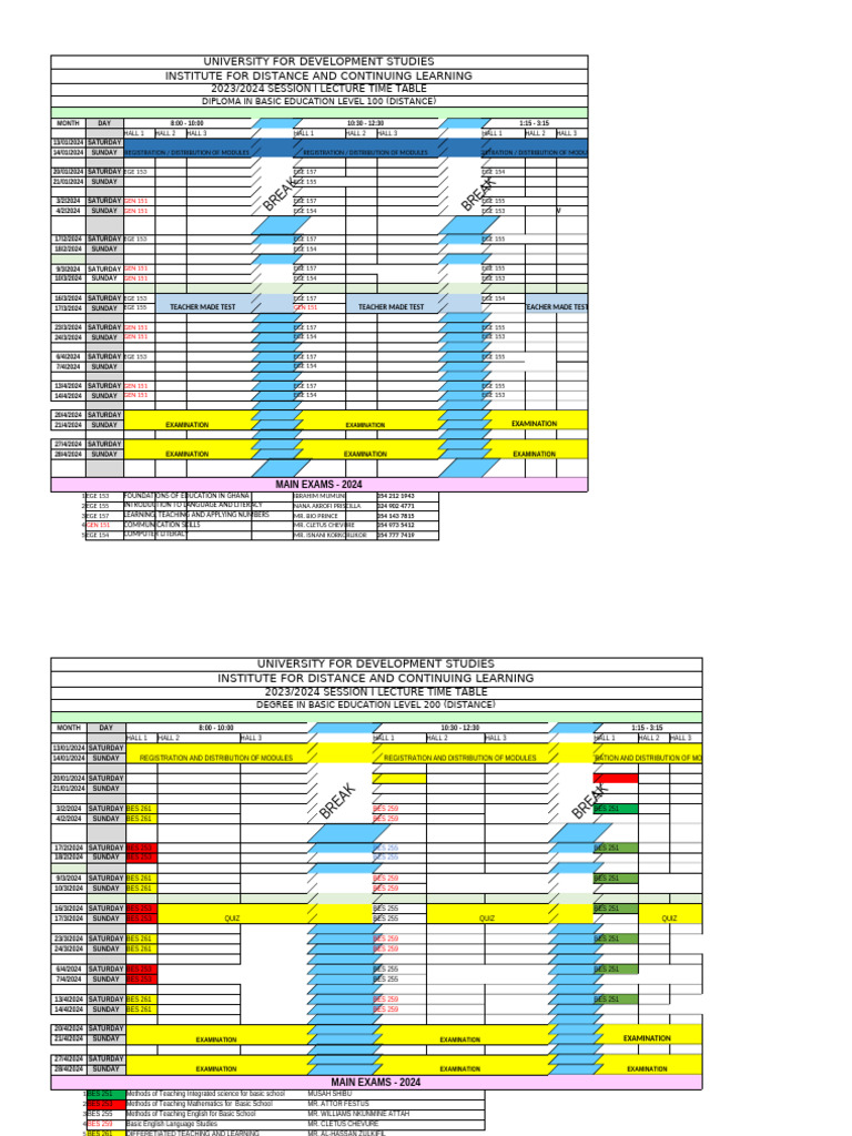 Distance Learning Timetable 2023/24 | PDF | Learning