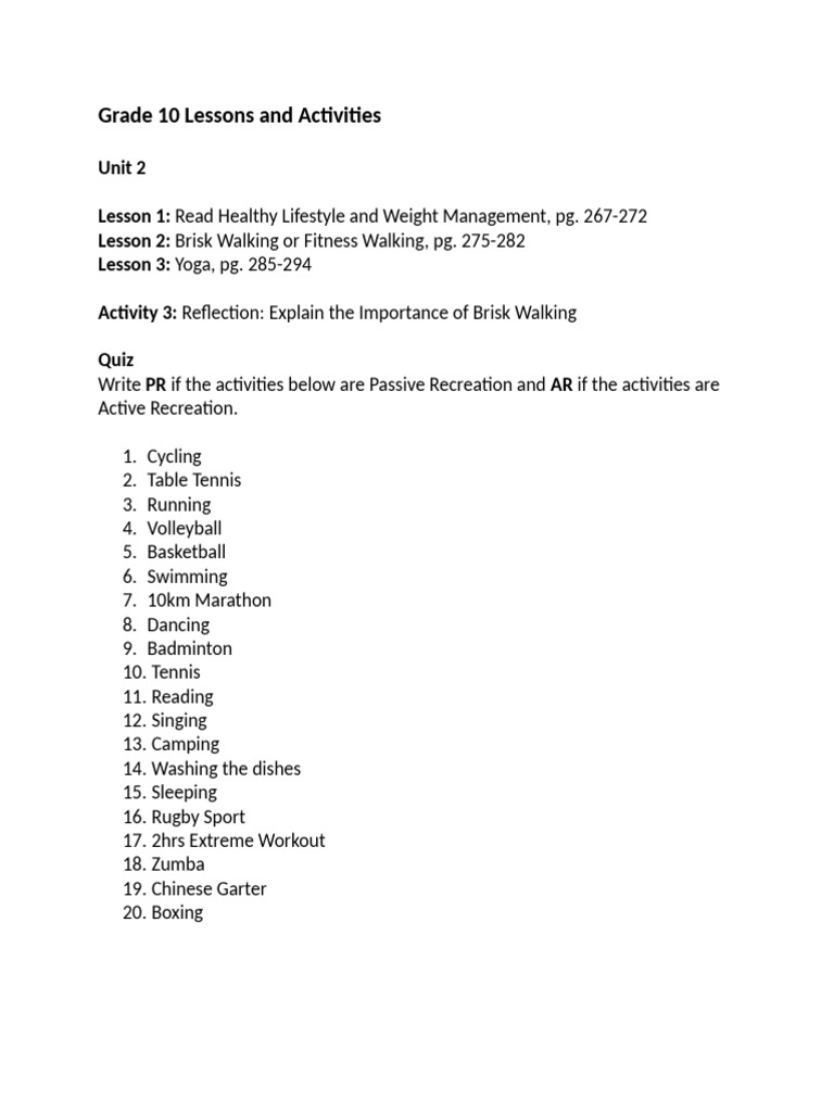 Grade 10 Lessons and Activities 2 | PDF