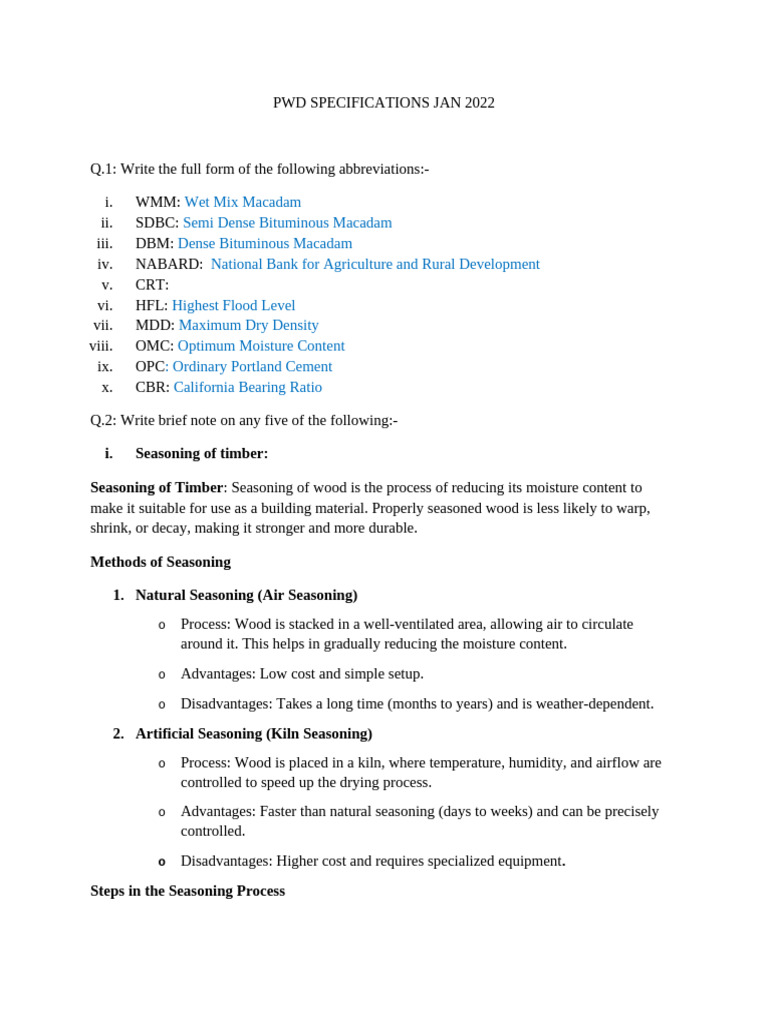 PWD Specifications Jan 2022 | PDF | Concrete | Road Surface