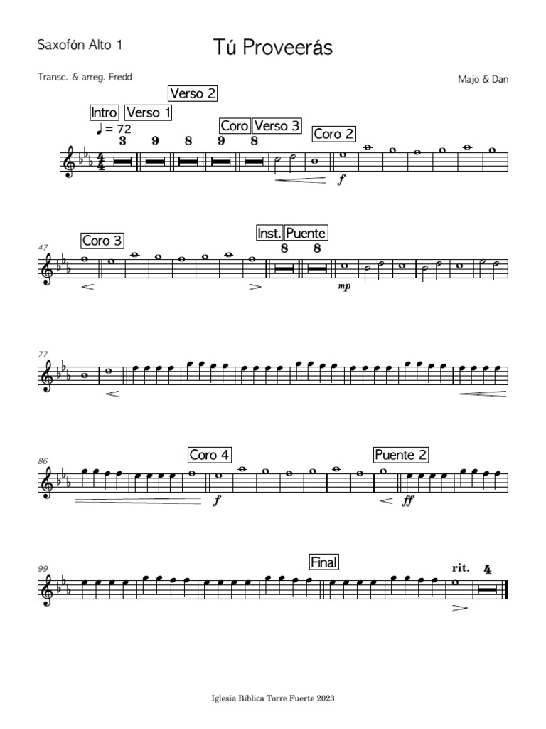 Tú Proveerás-Saxofón - Alto - 1 | PDF