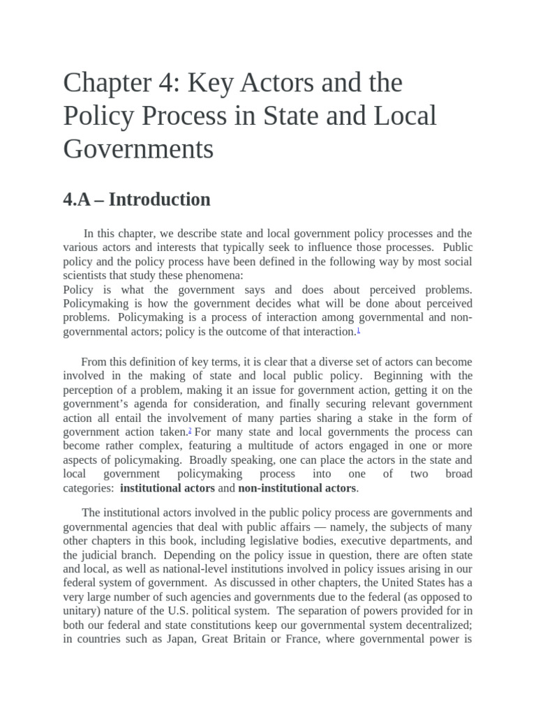 Chapter 4-key actors | PDF | Policy | Race And Ethnicity In The United ...