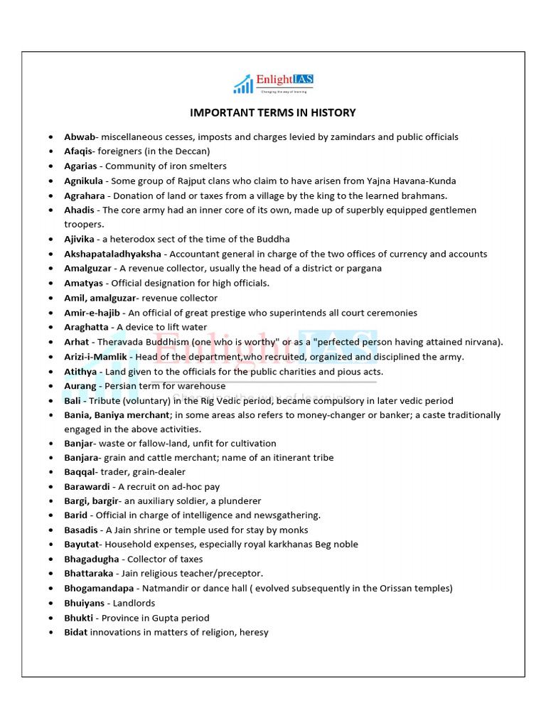 IMPORTANT TERMS IN HISTORY-Compilation | PDF