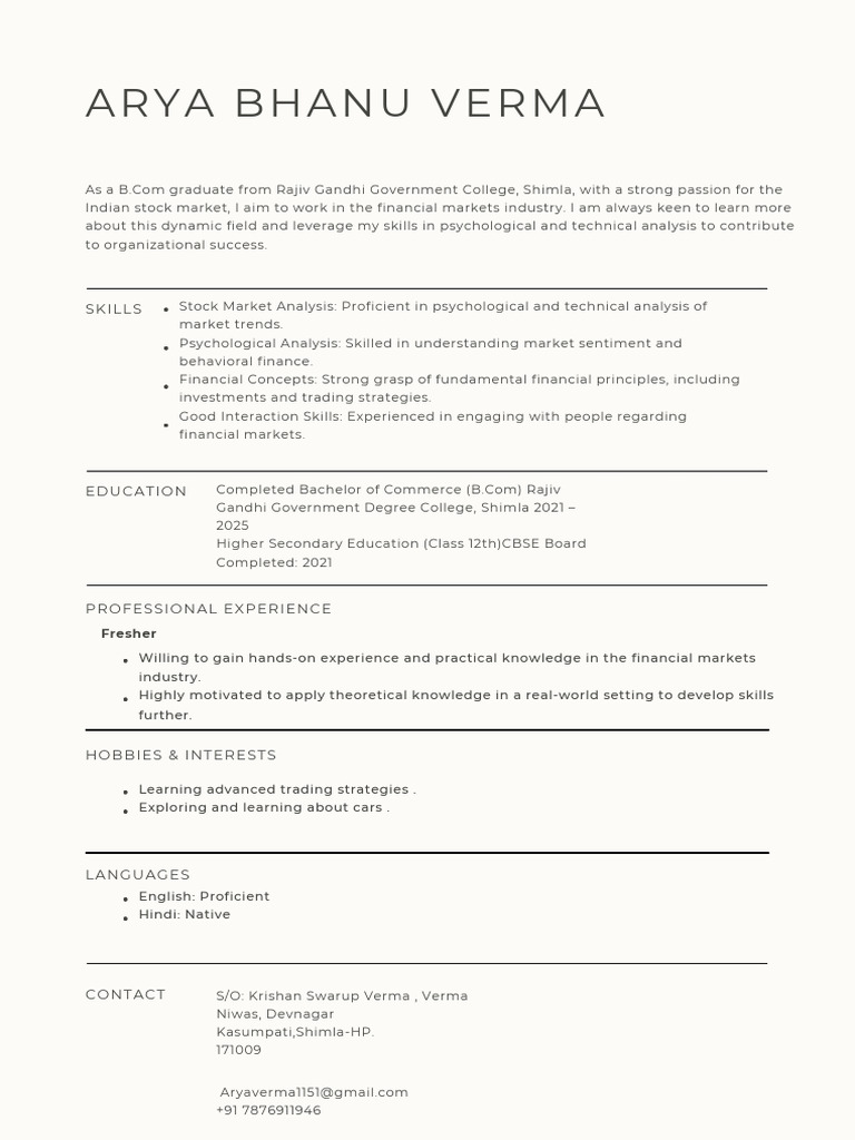 Arya Bhanu Verma Resume (3) .PDF - 20250116 - 114651 - 0000 | PDF