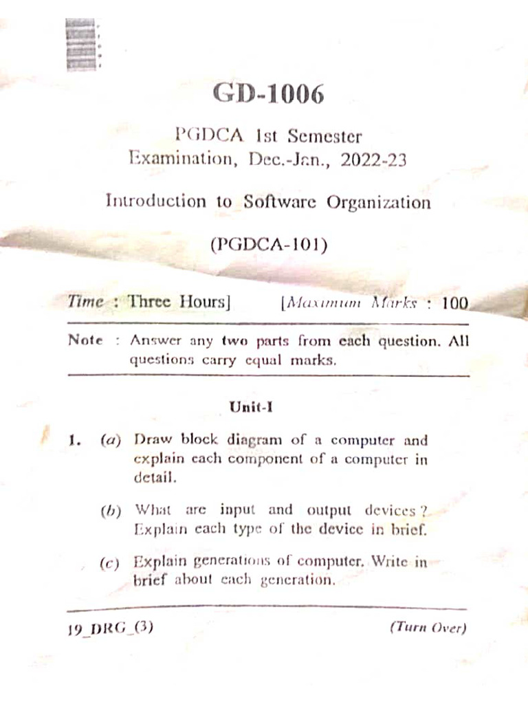 Question papers PGDCA | PDF