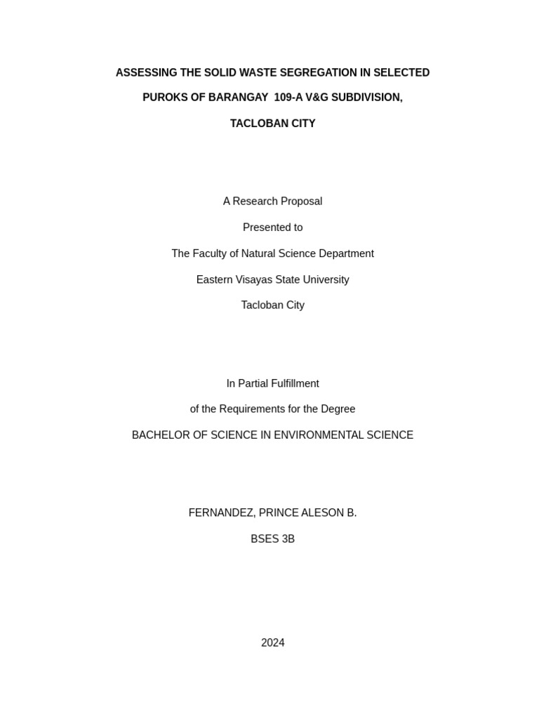 Fernandez - Research-Proposal 1 | PDF | Waste Management | Recycling