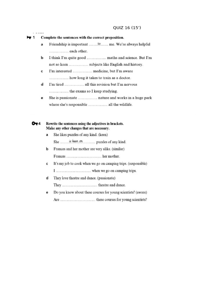 Use of English Adj + Prep | PDF