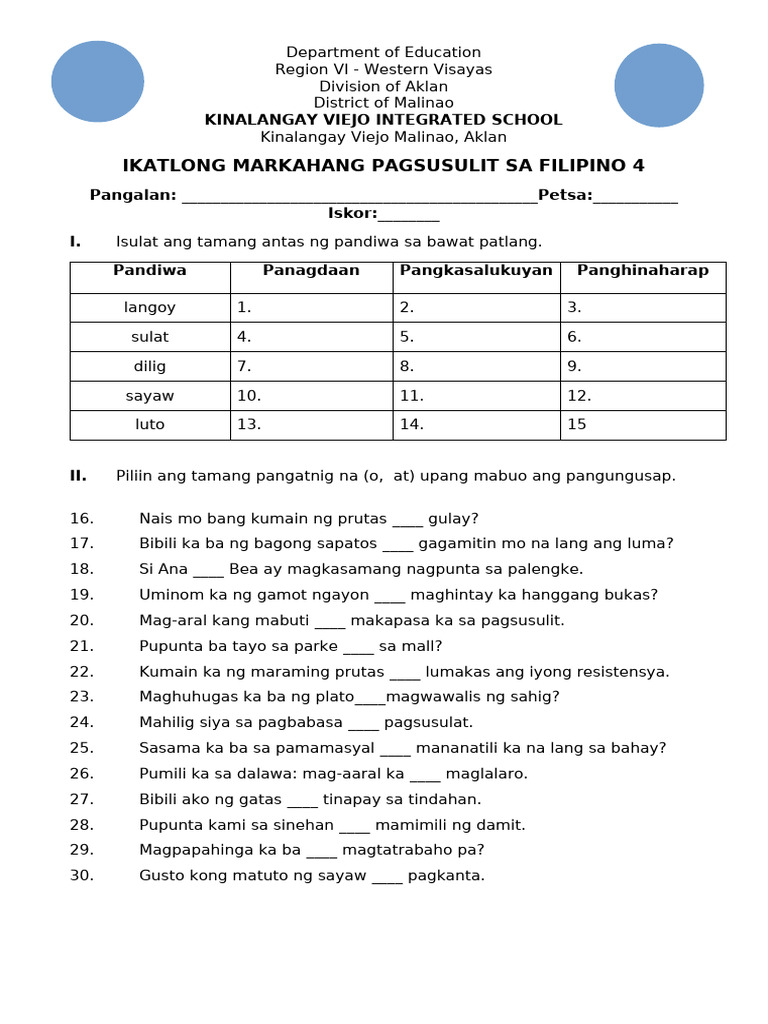 3rd Q Exam in FIL4 | PDF