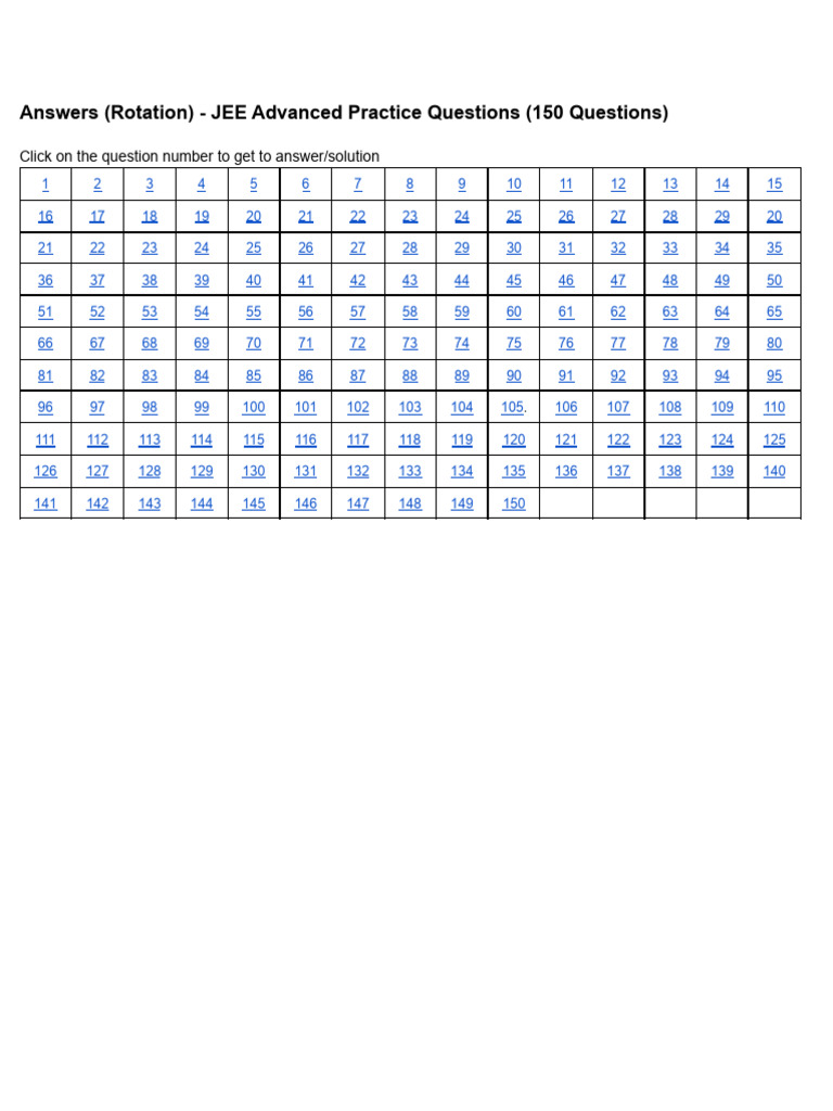 (Ans-Final) JEE Adv - Ch6 (Rotation)- Practice Questions | PDF