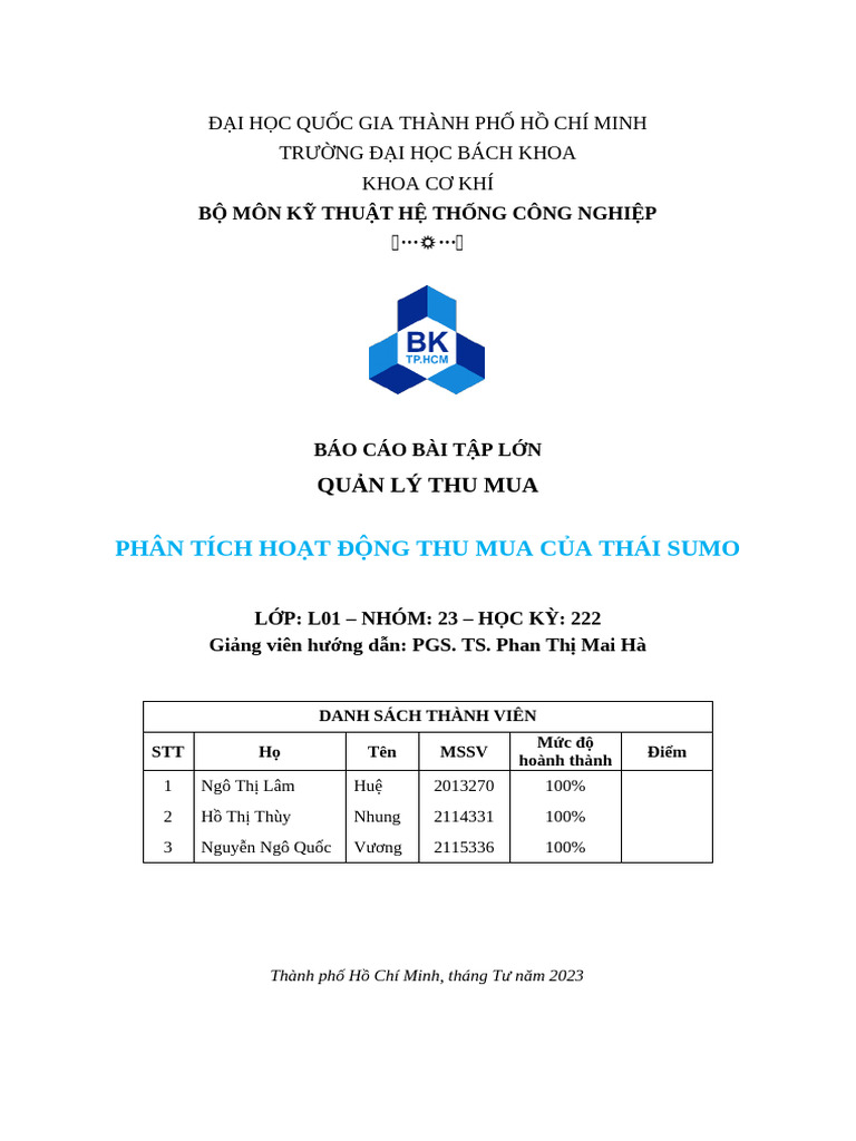 L01 - Nhóm 23 - THÁI SUMO | PDF
