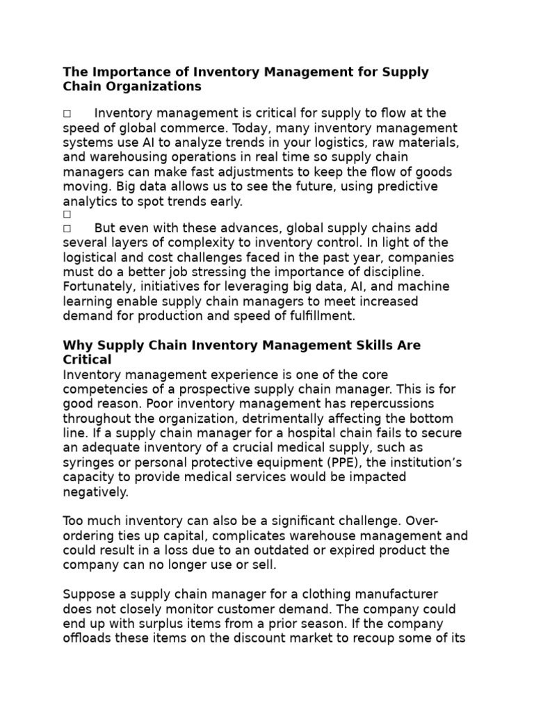 Essential Inventory Management for Supply Chains | PDF | Inventory ...