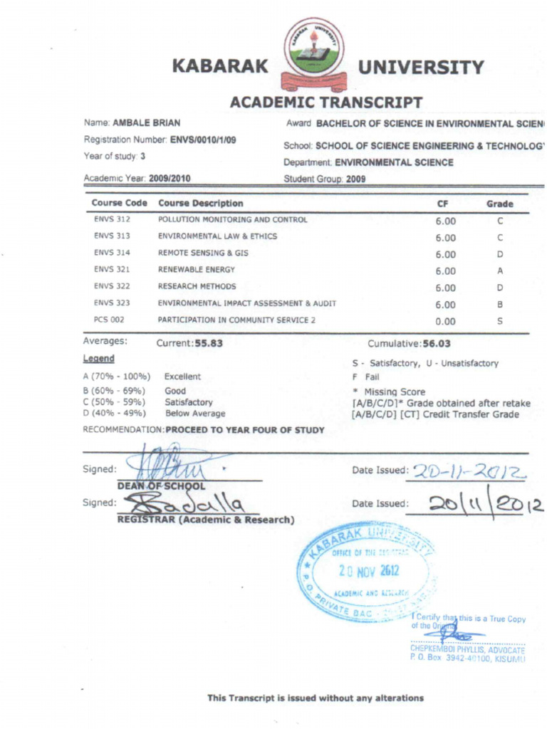 Undergraduate Transcript Year 3 | PDF