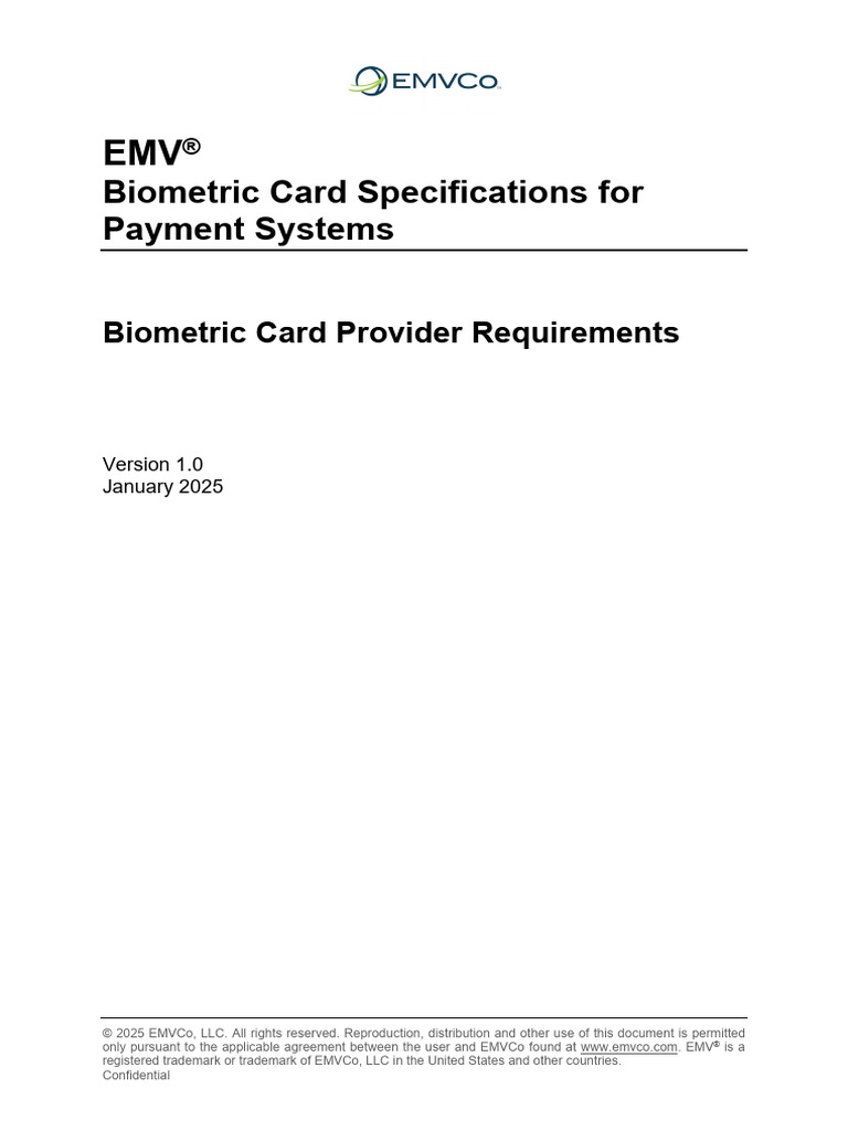 Requirements For Biometric Card Providers v1.0 FINAL | PDF | Emv ...