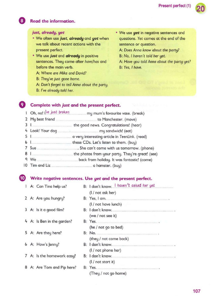 Homework 3 - Present Perfect - Usage 2-3 | PDF