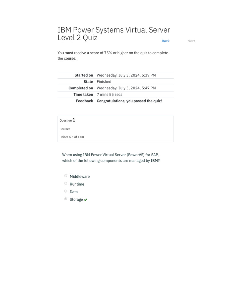 IBM PowerVS Level 2 Quiz Summary | PDF | Cloud Computing | Software As ...