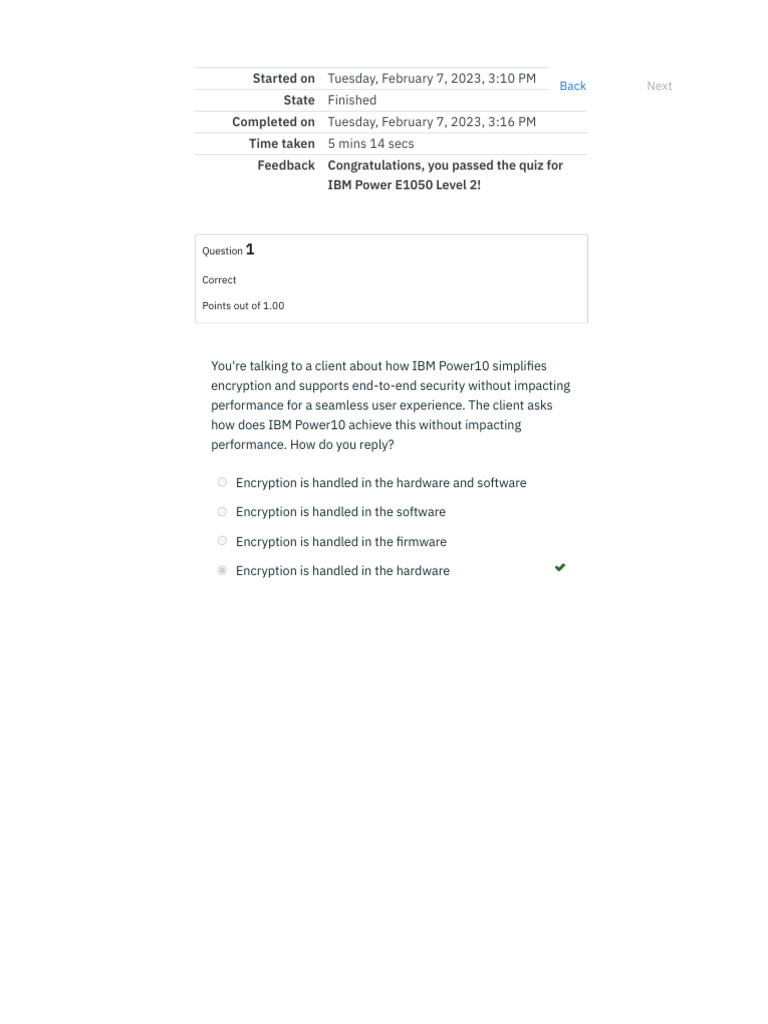 IBM Power E1050 Level 2 Quiz | PDF | Virtualization | Cloud Computing