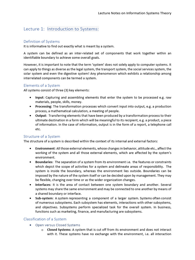 CSC318 Information System Theory | PDF | System | Information System
