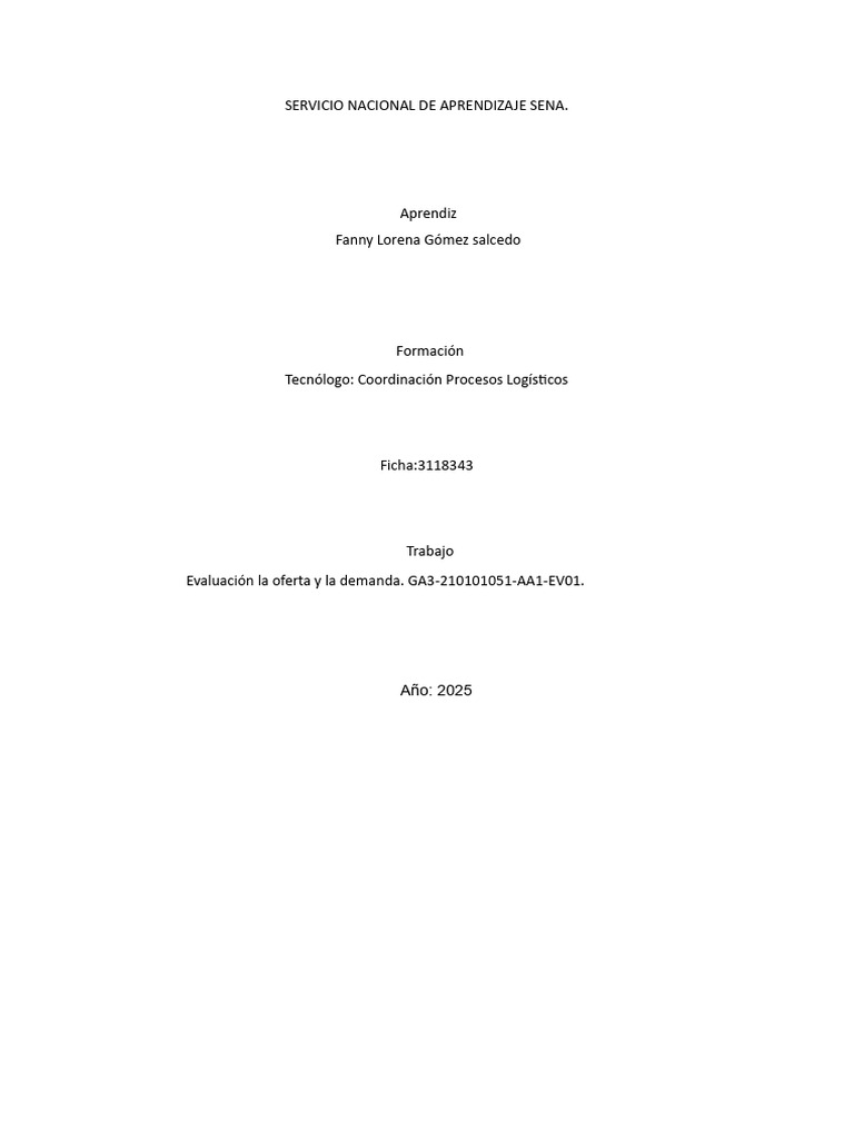 Oferta de La Demanda Fanny | PDF | Mercado (economía) | Oferta (economía)