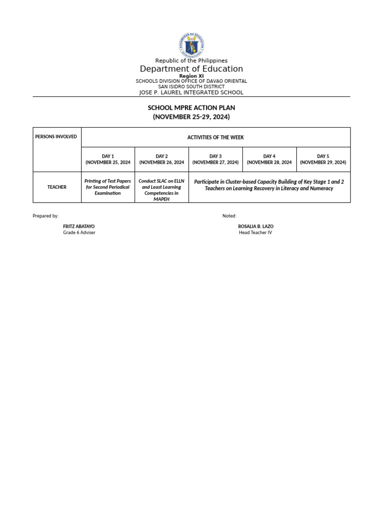 Mpre 2024 Acctiion Plan | PDF
