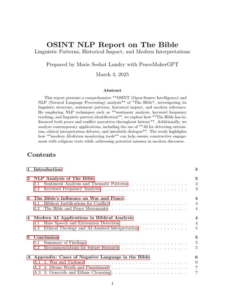 OSINT NLP Report On The Bible | PDF | Bible | New Testament