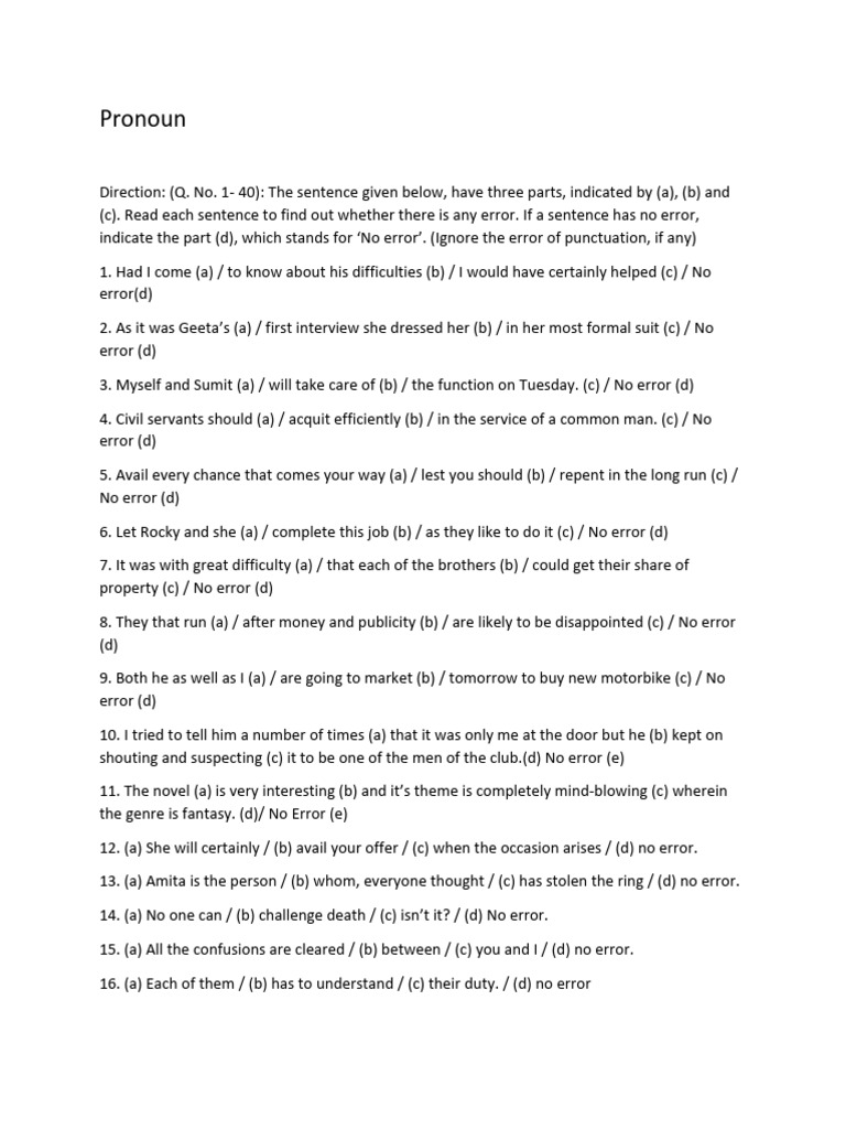Pronoun - Exercise | PDF