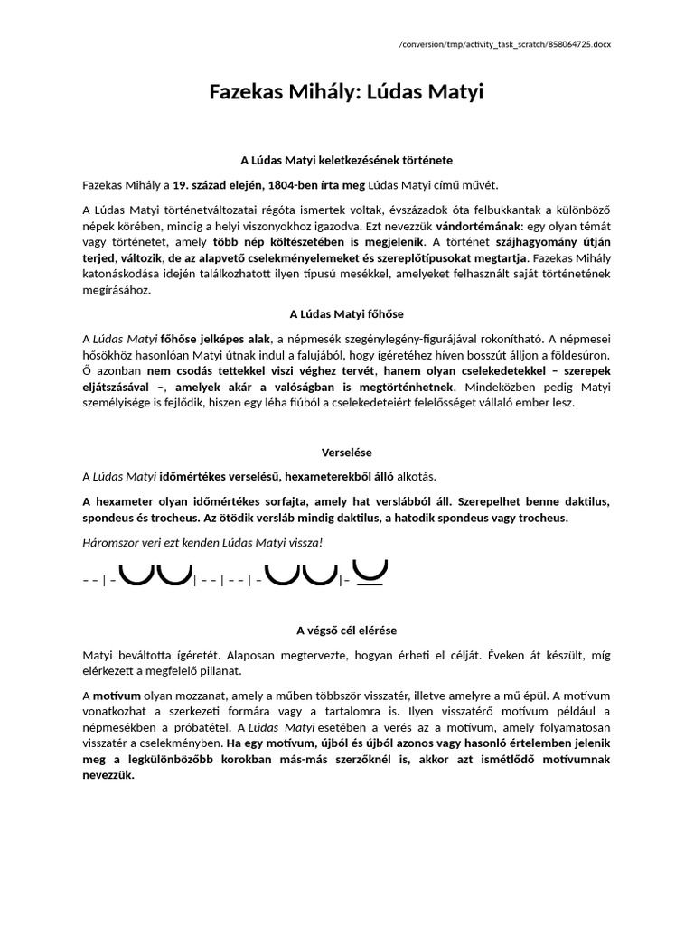 Fazekas Mihály - Lúdas Matyi | PDF