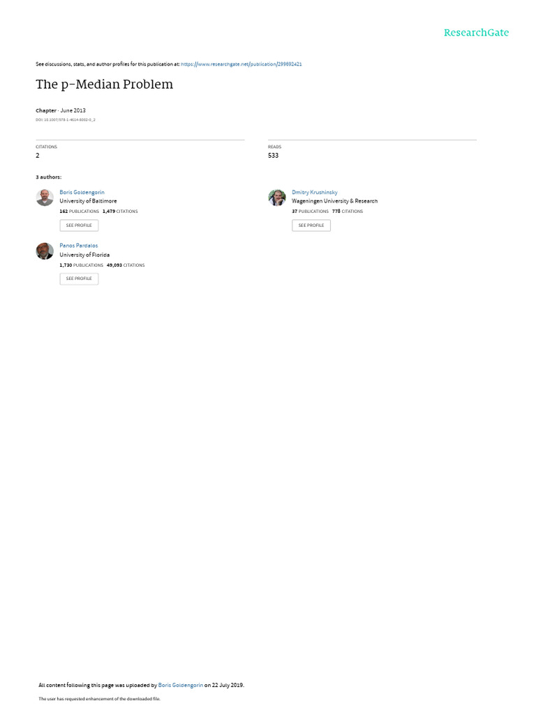 The P Median Problem Pdf Mathematical Optimization Matrix