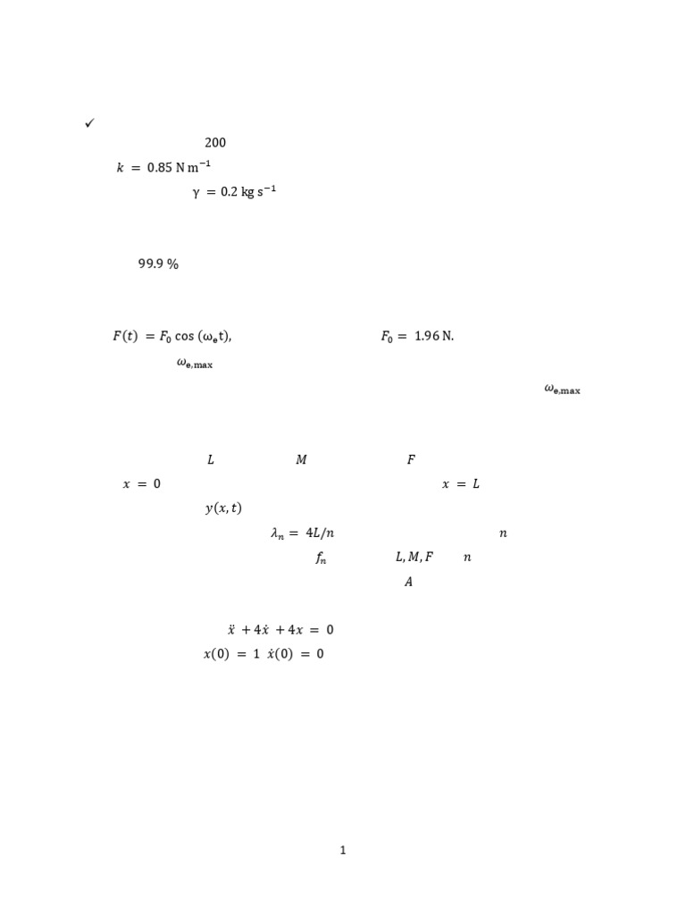 SPH204 CAT1 TAKEAWAY Y2S2 March 2023 AM | PDF | Resonance | Normal Mode