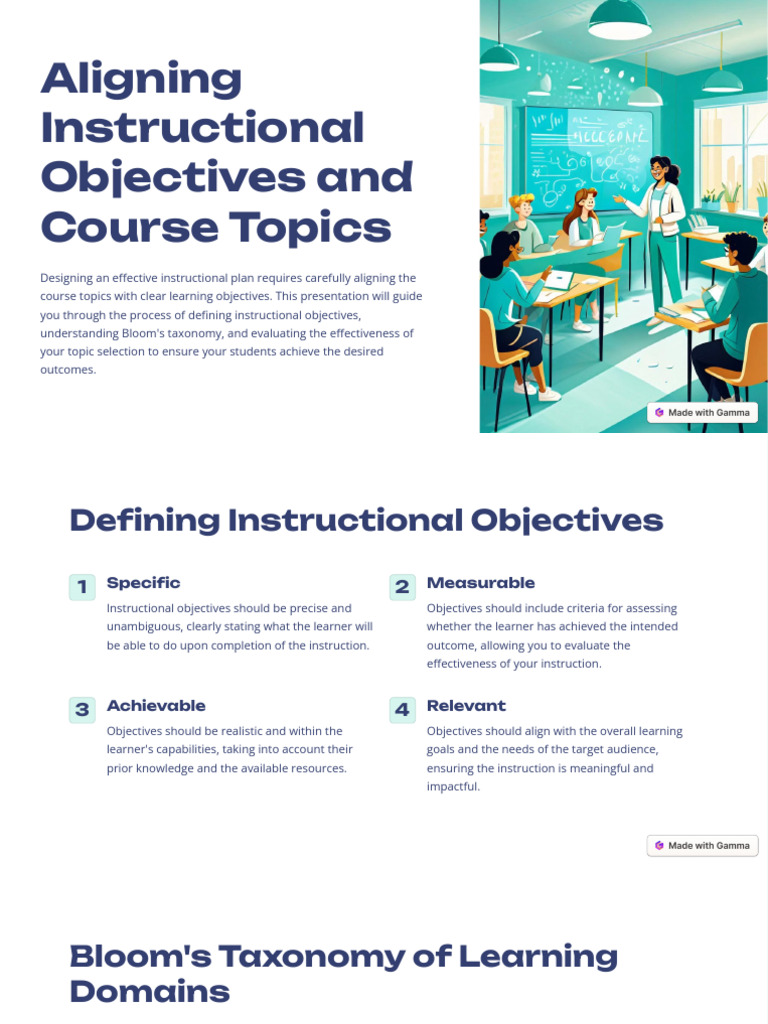 Aligning Instructional Objectives and Course Topics | PDF | Learning | Goal