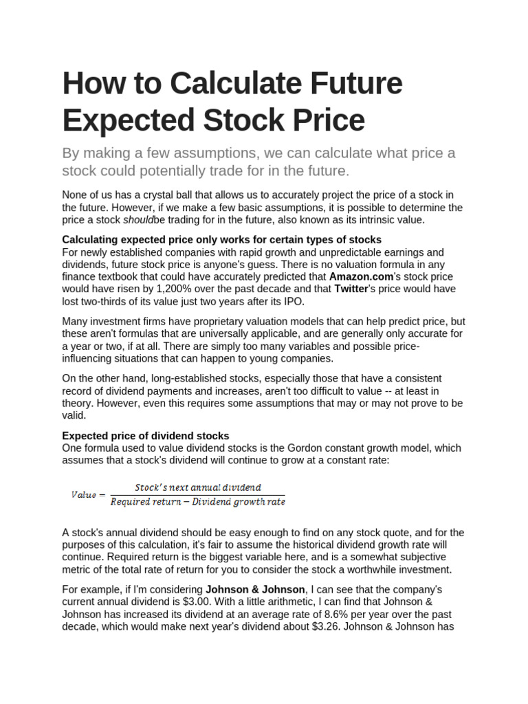 Calculate Future Stock Prices Easily | PDF | Stocks | Discounted Cash Flow