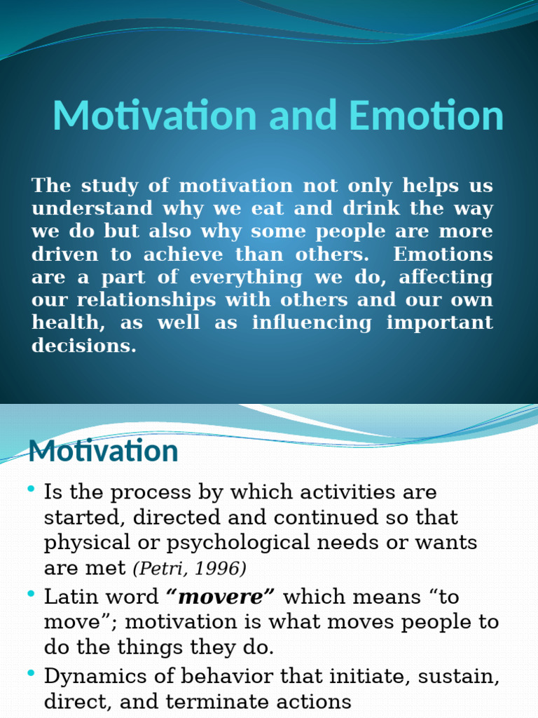 Motivation and Emotion in Psychology | PDF | Motivation | Motivational