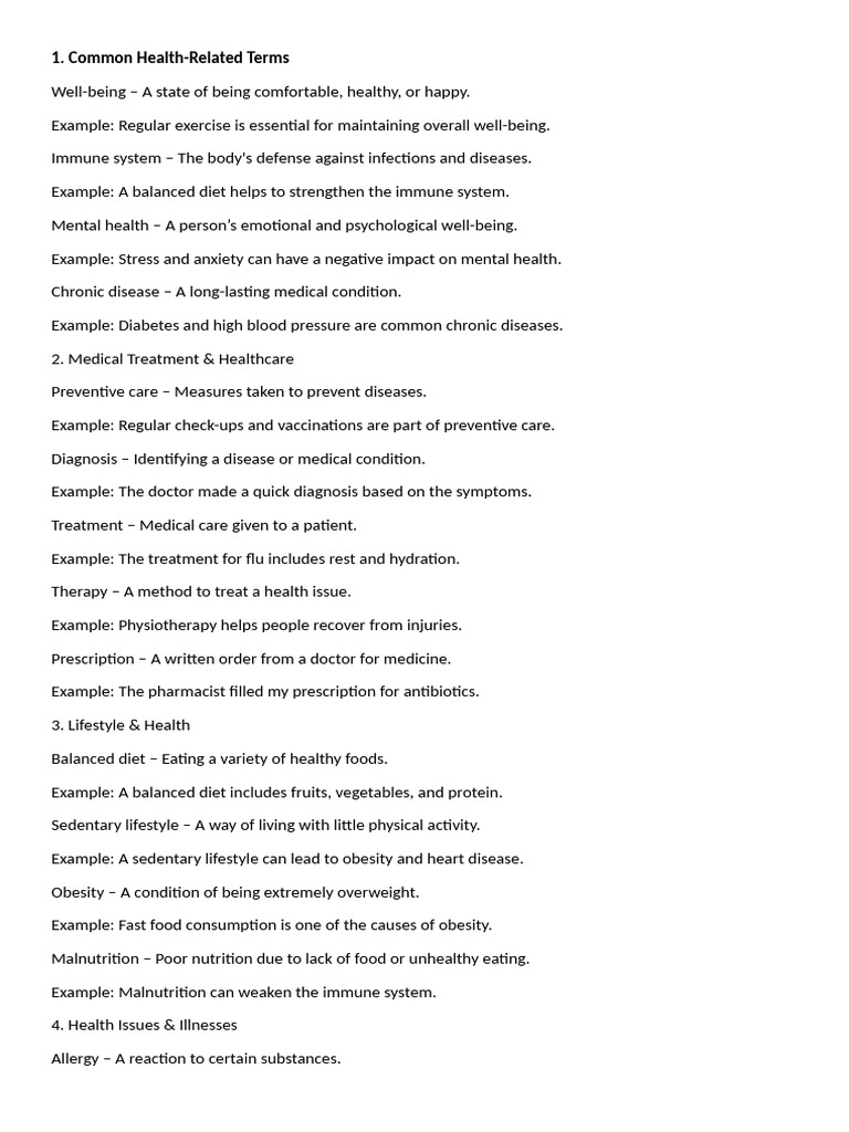 IELTS Health Vocabulary | PDF | Healthy Diet | Obesity