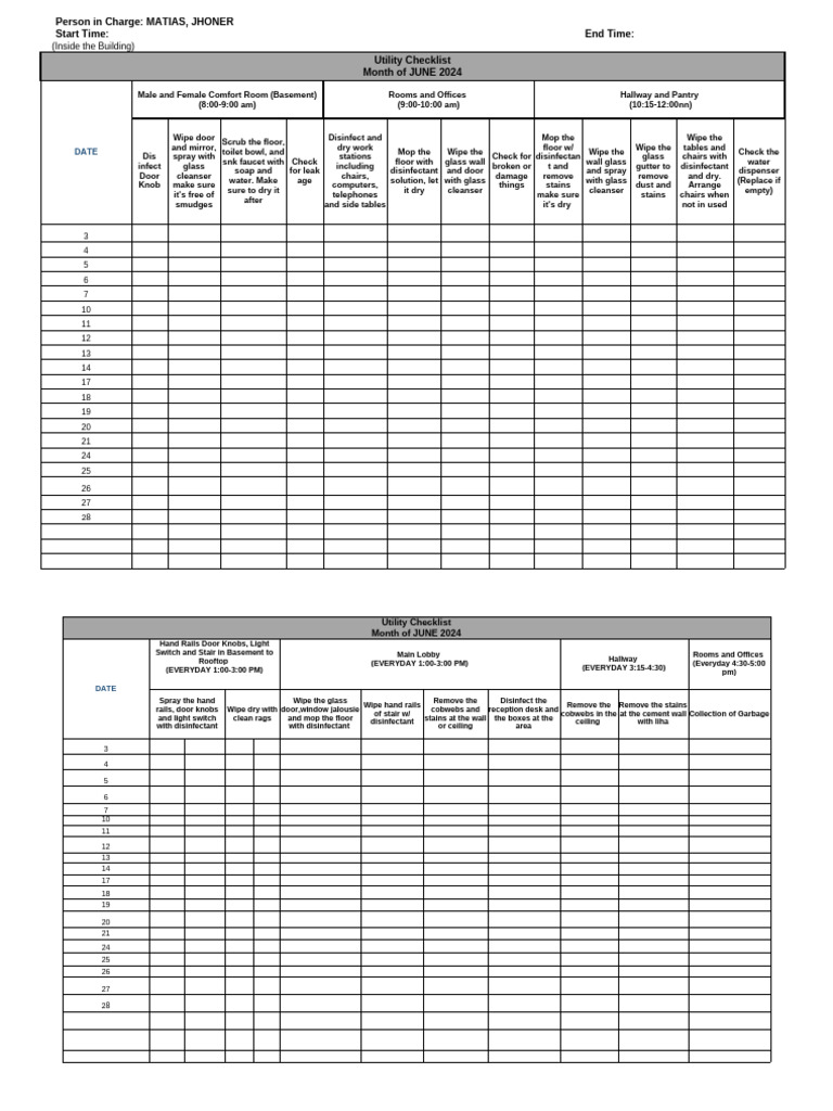 Utility Checklist Updated 2023 | PDF | Building Engineering | Hygiene