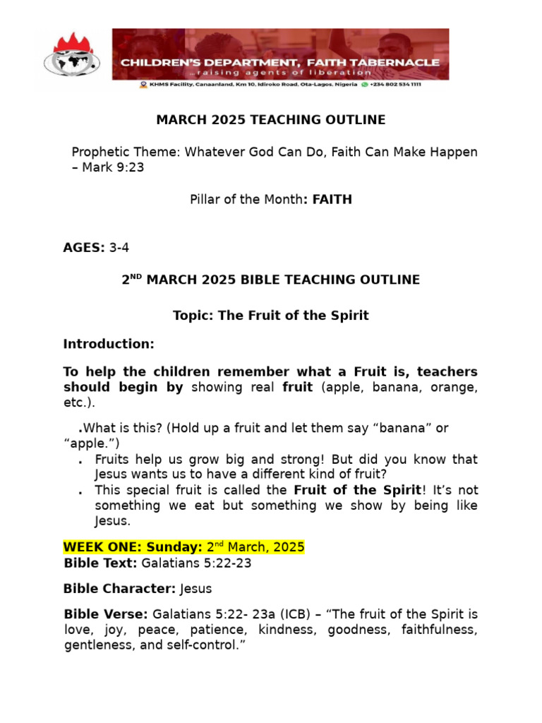 Fruit of the Spirit Lesson Plan | PDF | Fruit Of The Holy Spirit | Jesus