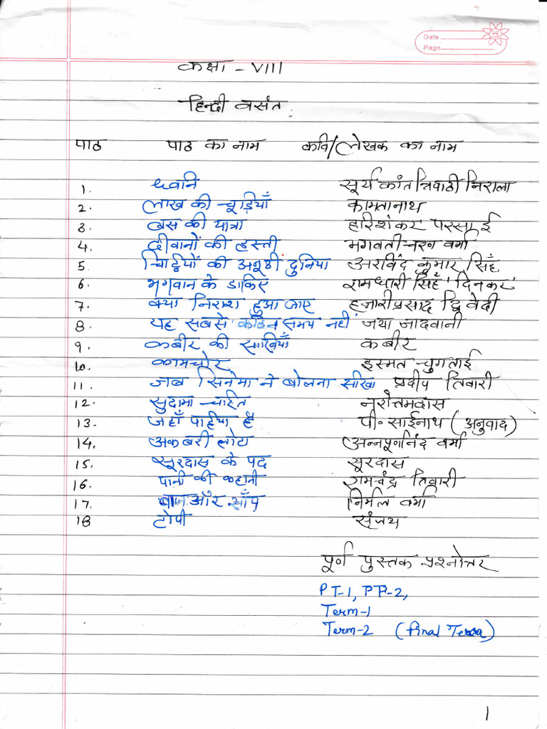 Grade 8 Hindi Basant | PDF