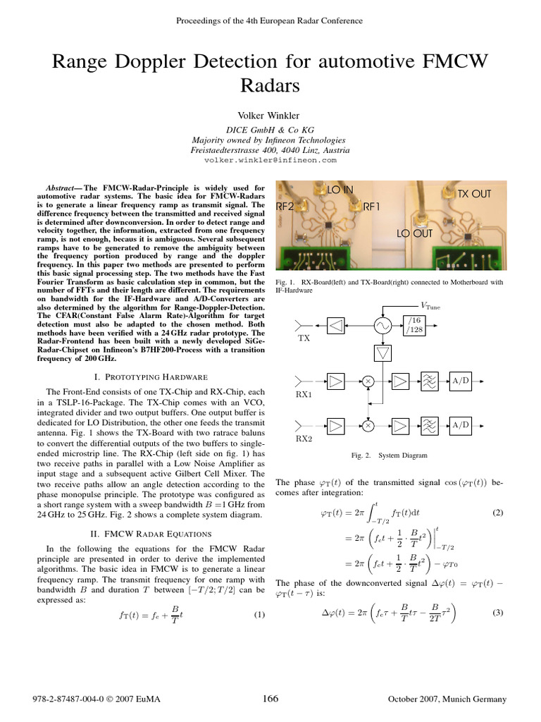 Range Doppler Detection For Automotive FMCW Radars | PDF | Radar | Analog To Digital Converter