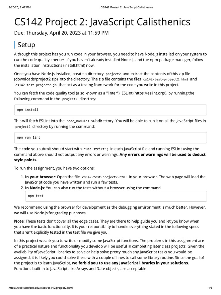 CS142 Project 2 - JavaScript Calisthenics-Bai Thuc Hanh 2 | PDF | Java Script | Callback ...