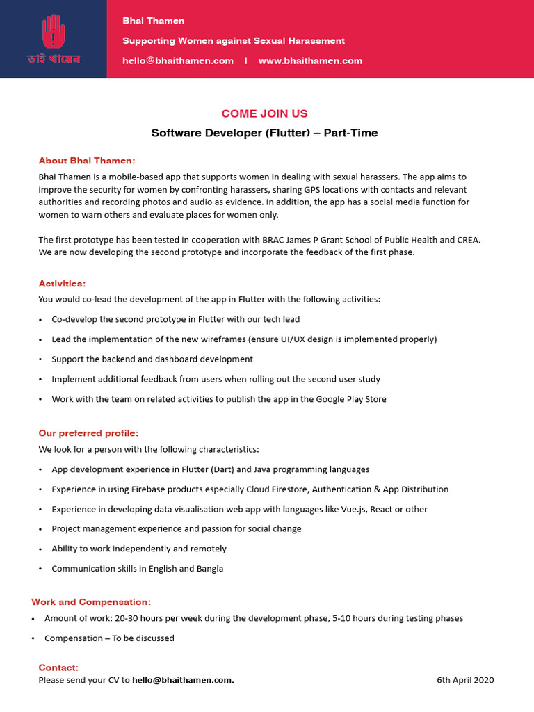 Bhai Thamen JD - Flutter Developer PDF | PDF | Mobile App | Computing