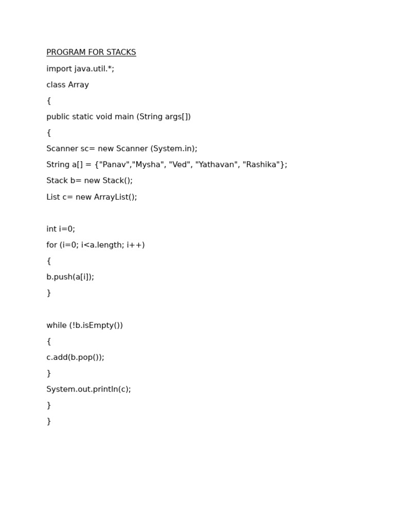 Program For Stacks | PDF