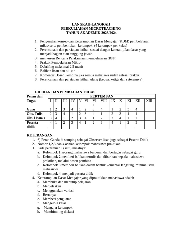 Langkah-Langkah Microteaching | PDF