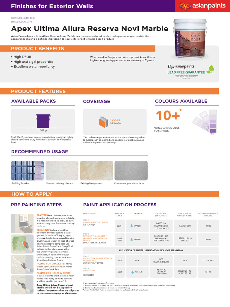 pis_apex-ultima-allura-reserva-novi-marble | PDF | Paint | Plaster