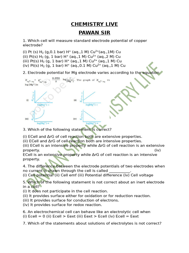 ECell as an Intensive Property Explained | PDF | Redox | Electrochemistry