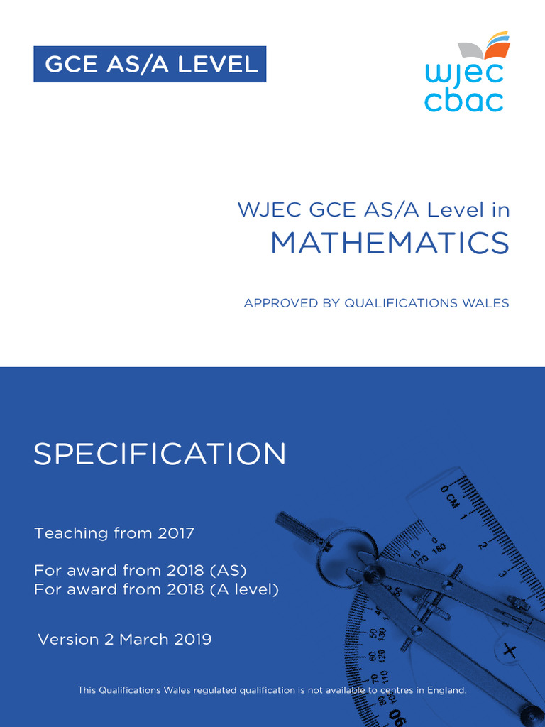 WJEC GCE AS/A Level Maths Specification | PDF | Function (Mathematics ...
