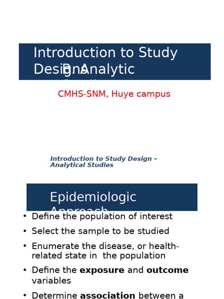 Introduction To Study Designs - Analytic Studies | PDF | Epidemiology ...