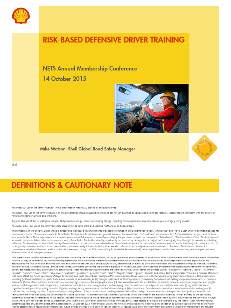 Watson - Risk Based Defensive Driver Training | PDF | Natural Gas | Risk