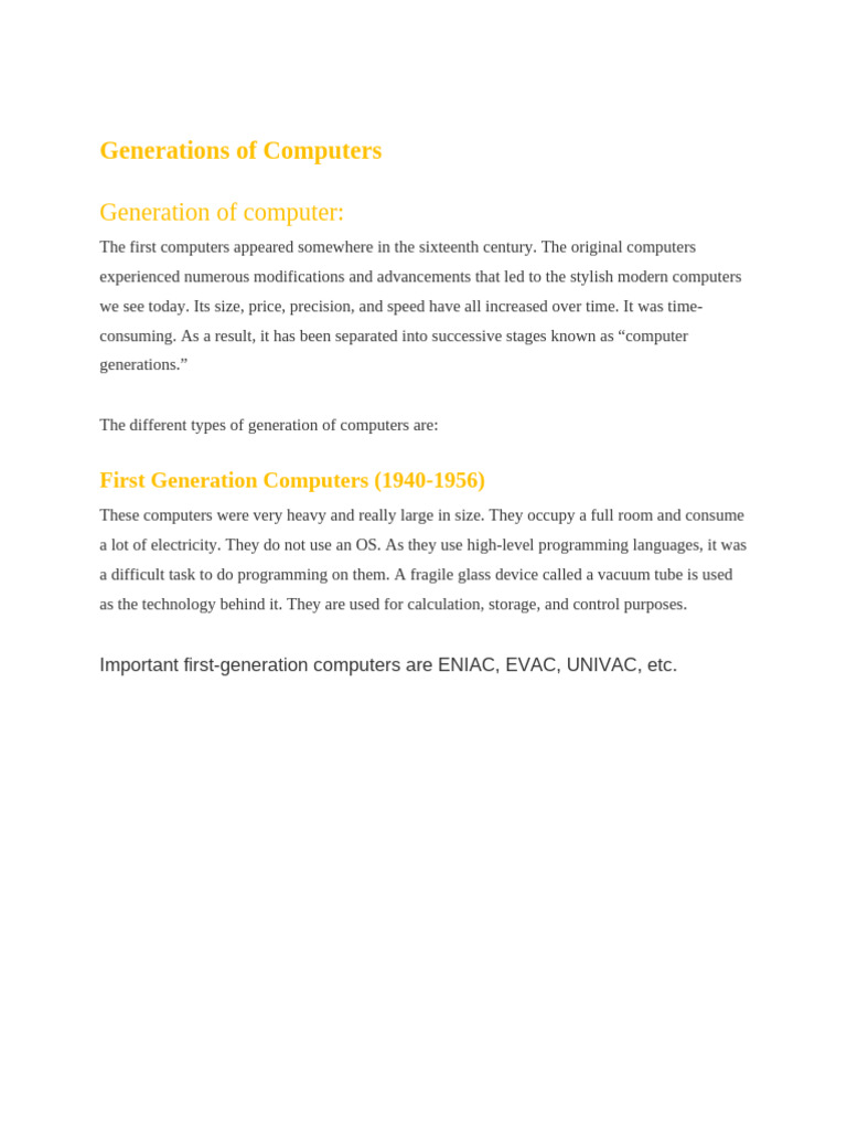 Generations of Computers | PDF